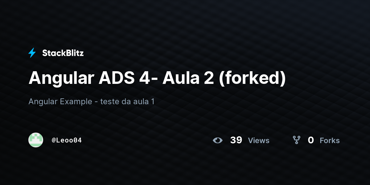 Angular ADS 4- Aula 2 (forked) - StackBlitz