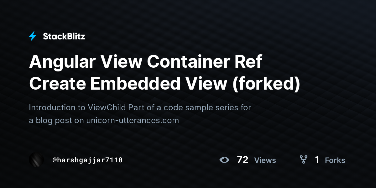 Angular View Container Ref Create Embedded View (forked) - StackBlitz