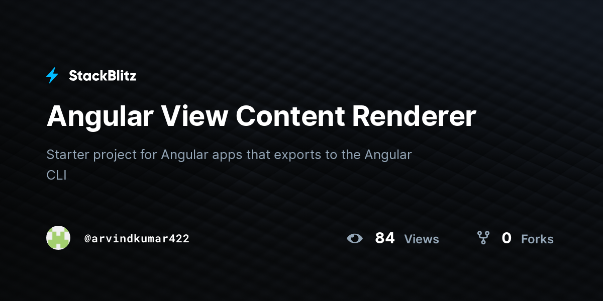 Angular View Content Renderer - StackBlitz Angular View Content Renderer - StackBlitz