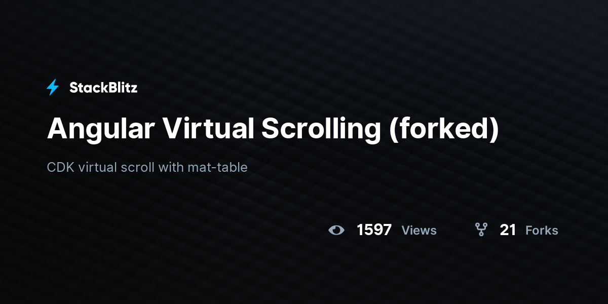 Angular Virtual Scrolling (forked) - StackBlitz