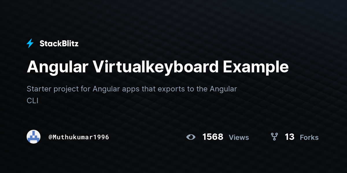 Angular Virtualkeyboard Example - StackBlitz