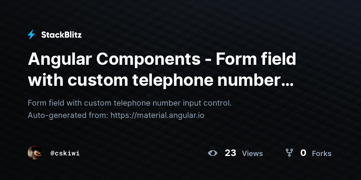 Angular Components - Form field with custom telephone number input ...