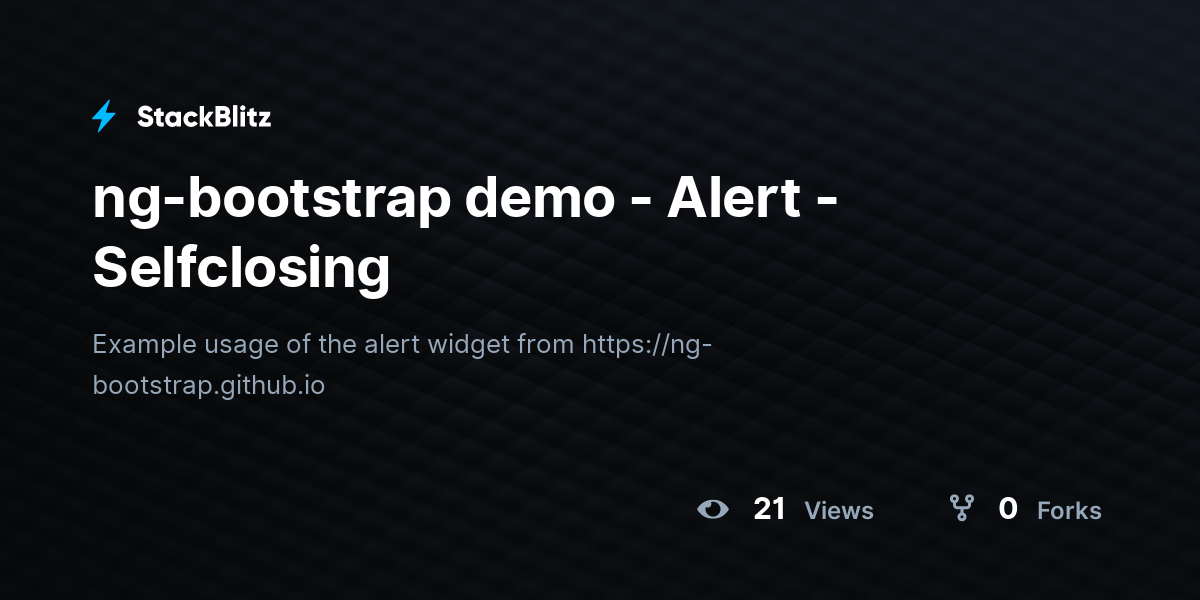 ng-bootstrap demo - Alert - Selfclosing - StackBlitz