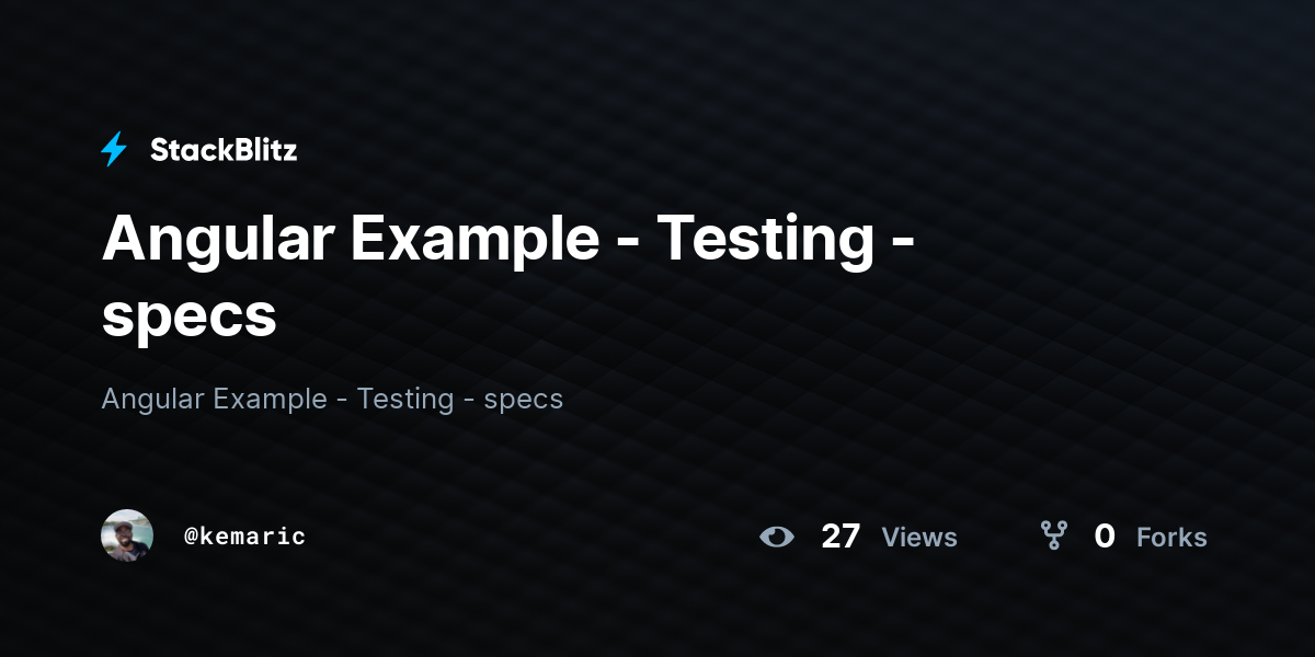 Angular Example - Testing - specs - StackBlitz