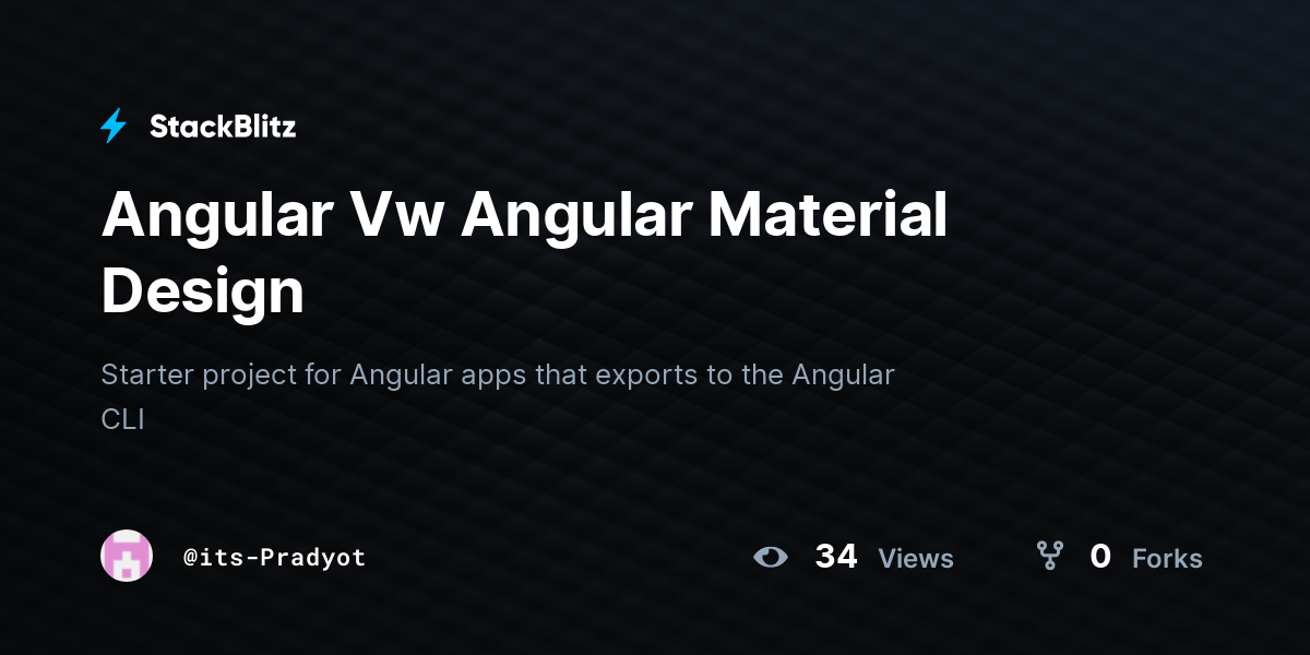Angular Vw Angular Material Design - StackBlitz