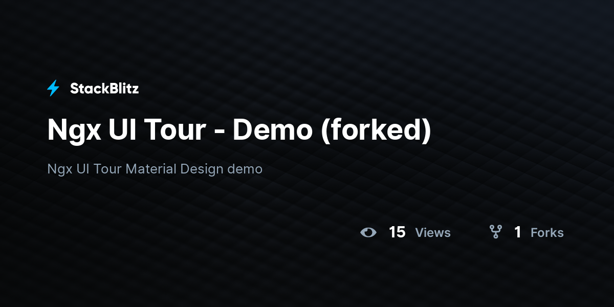 Ngx UI Tour - Demo (forked) - StackBlitz