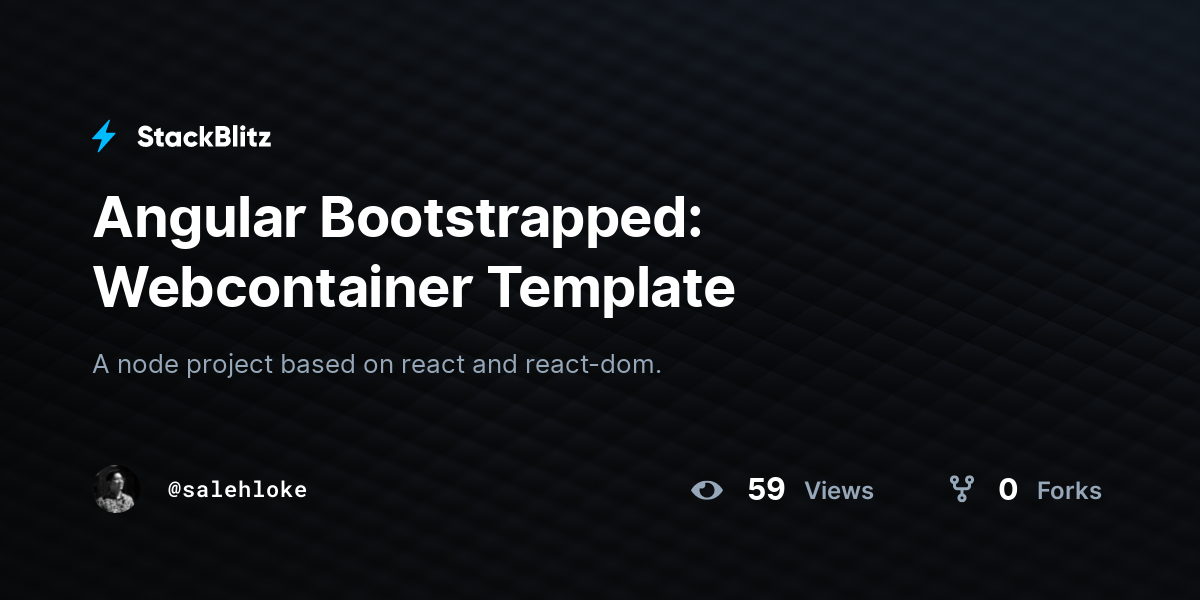 Angular Bootstrapped: Webcontainer Template - StackBlitz