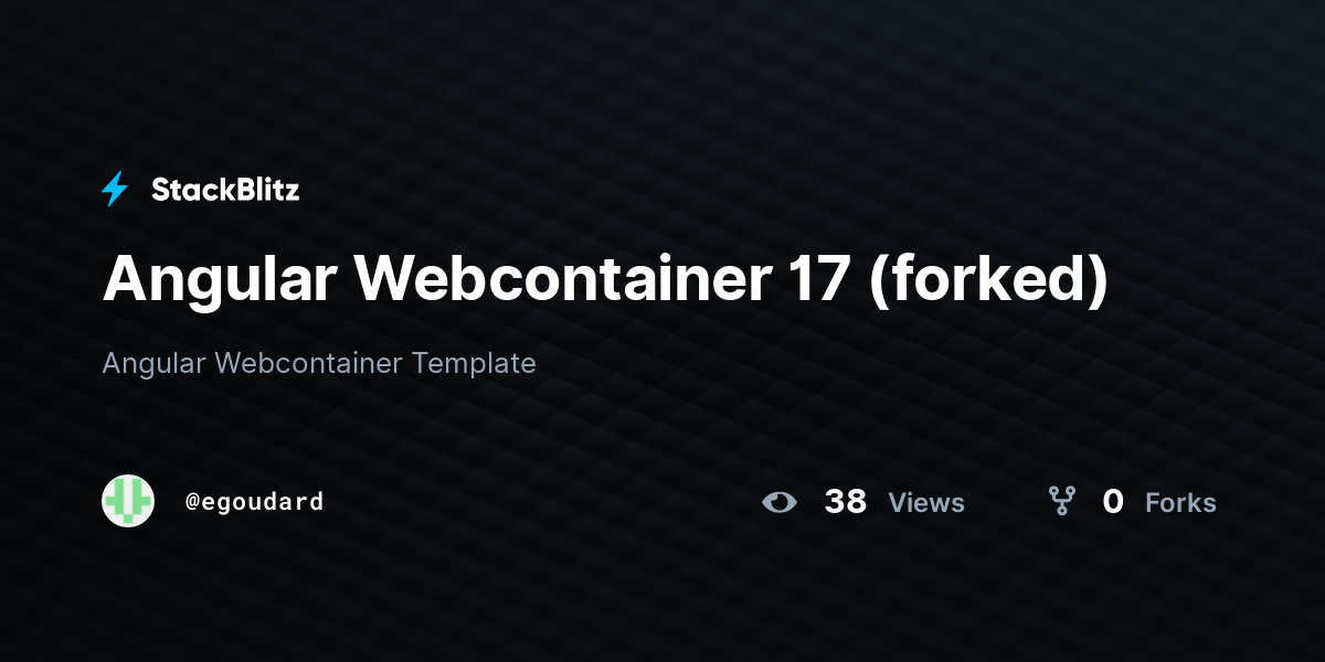 Angular Webcontainer 17 (forked) - StackBlitz Angular Webcontainer 17 (forked) - StackBlitz