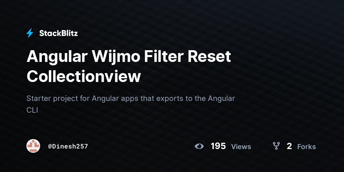 Angular Wijmo Filter Reset Collectionview - StackBlitz