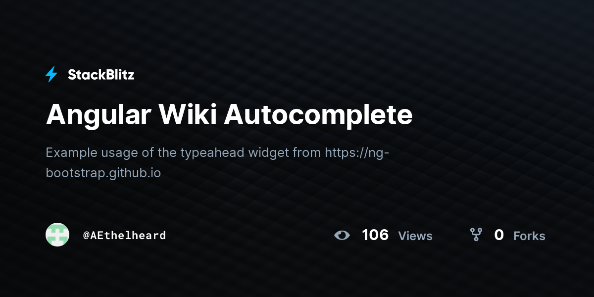 Angular Wiki Autocomplete - StackBlitz