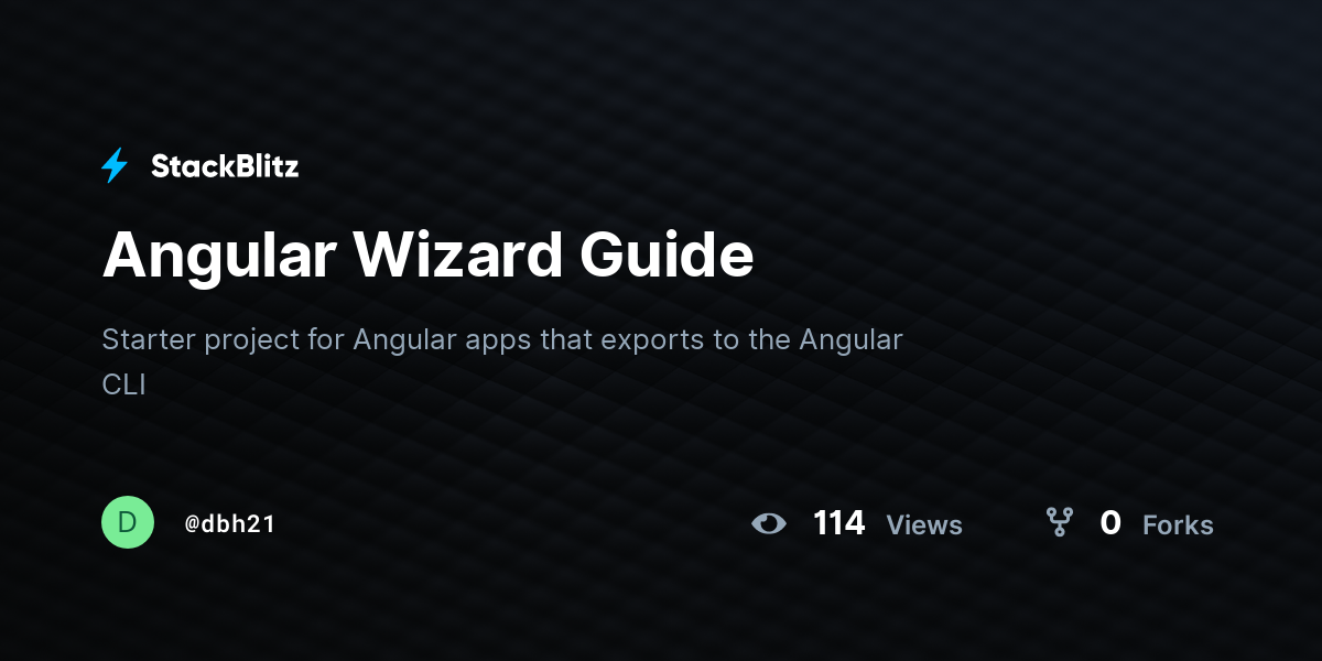 Angular Wizard Guide - StackBlitz