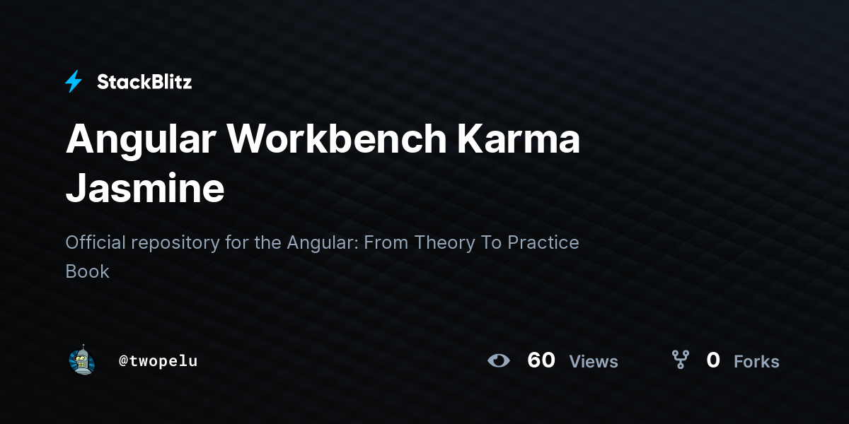 Angular Workbench Karma Jasmine - StackBlitz