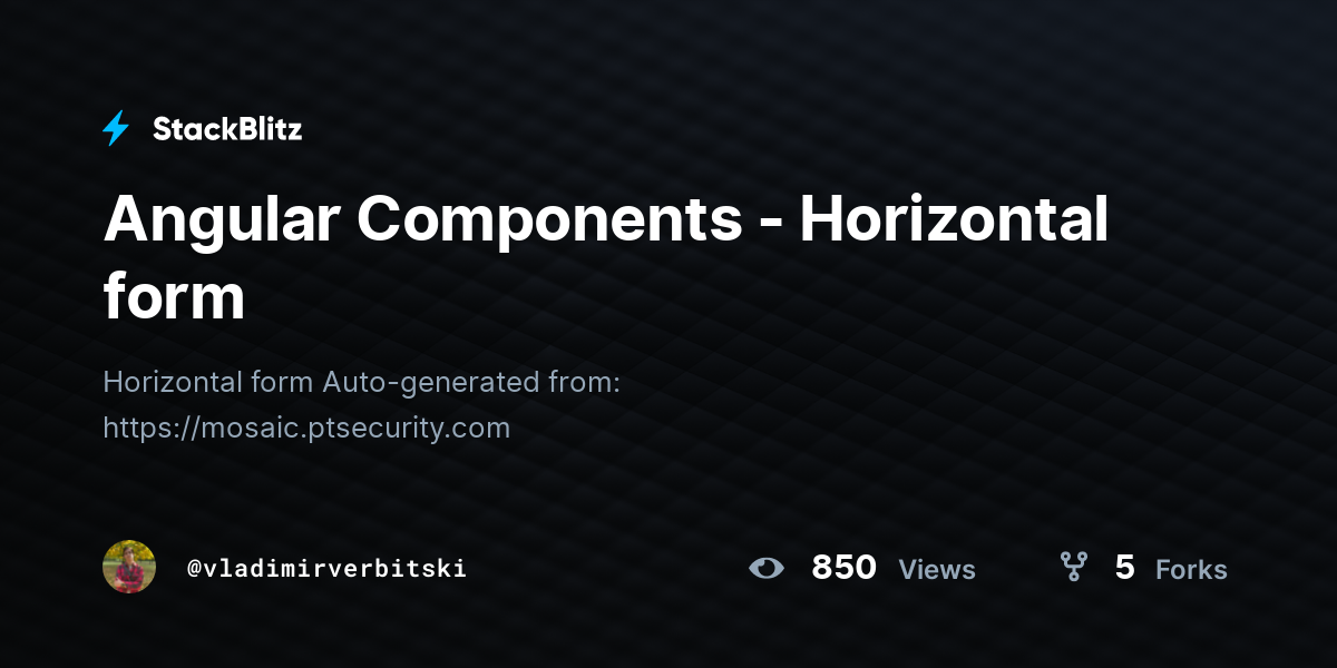 Angular Components - Horizontal form - StackBlitz
