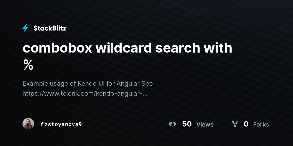 combobox wildcard search with % - StackBlitz