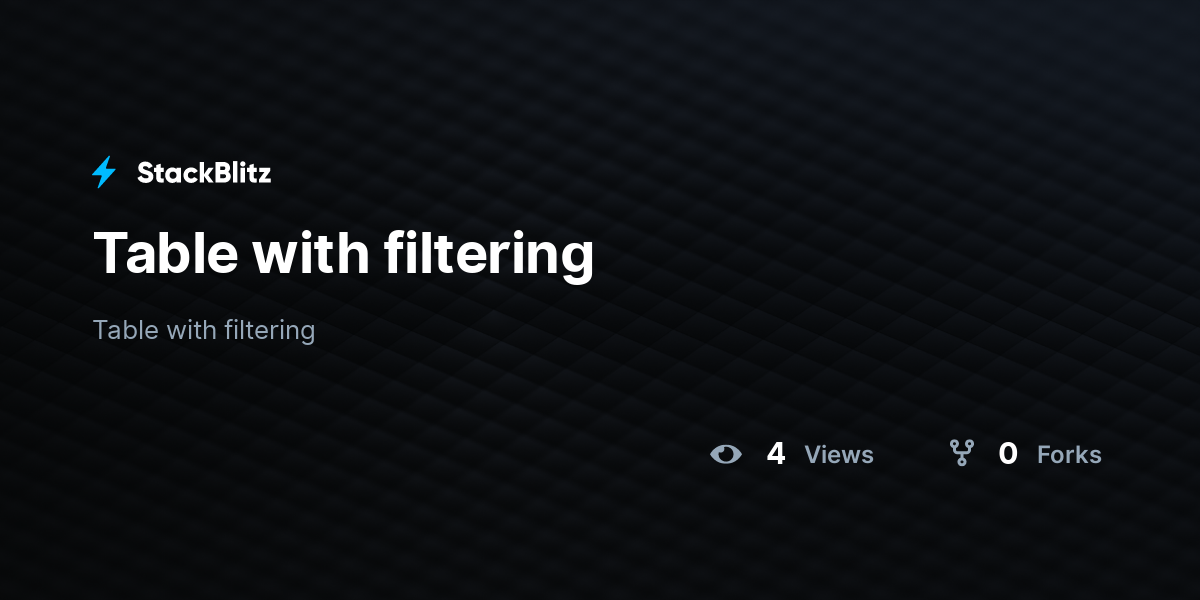 Table with filtering - StackBlitz