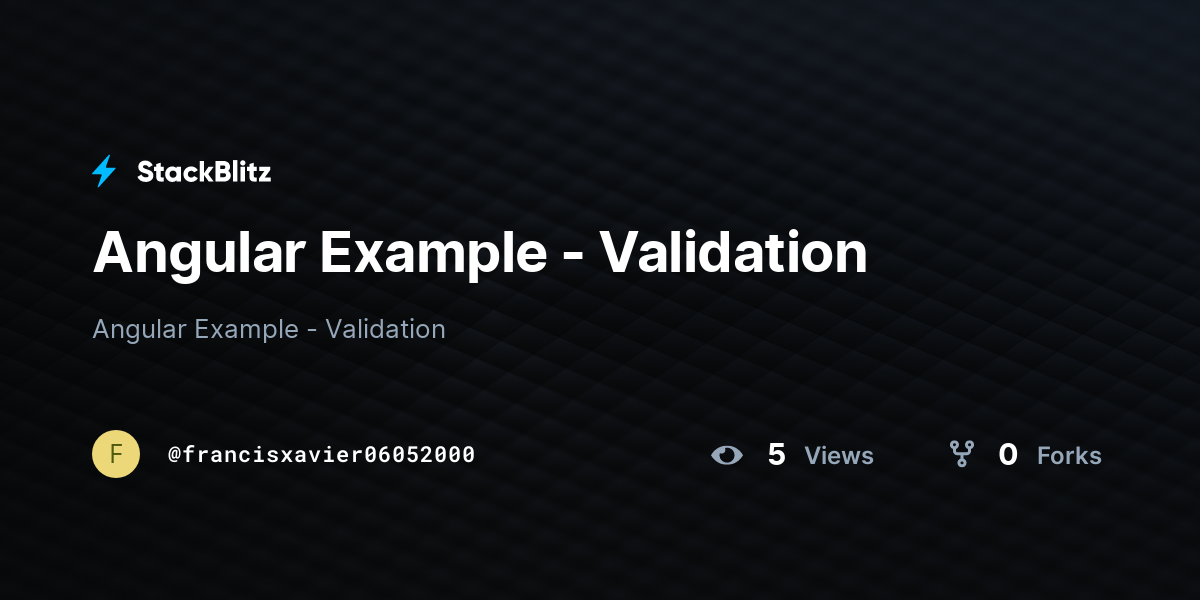 Angular Example - Validation - StackBlitz