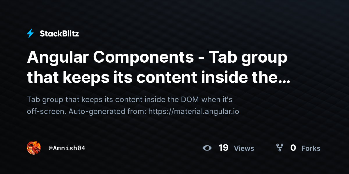 Angular Components - Tab group that keeps its content inside the DOM ... Angular Components - Tab group that keeps its content inside the DOM ...
