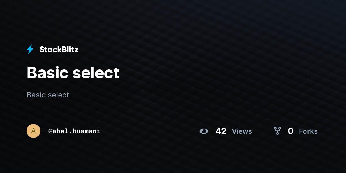 Basic select - StackBlitz