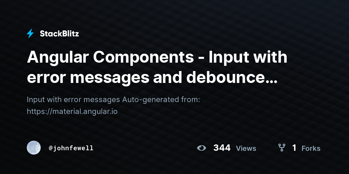 Angular Components - Input with error messages and debounce time ... Angular Components - Input with error messages and debounce time ...