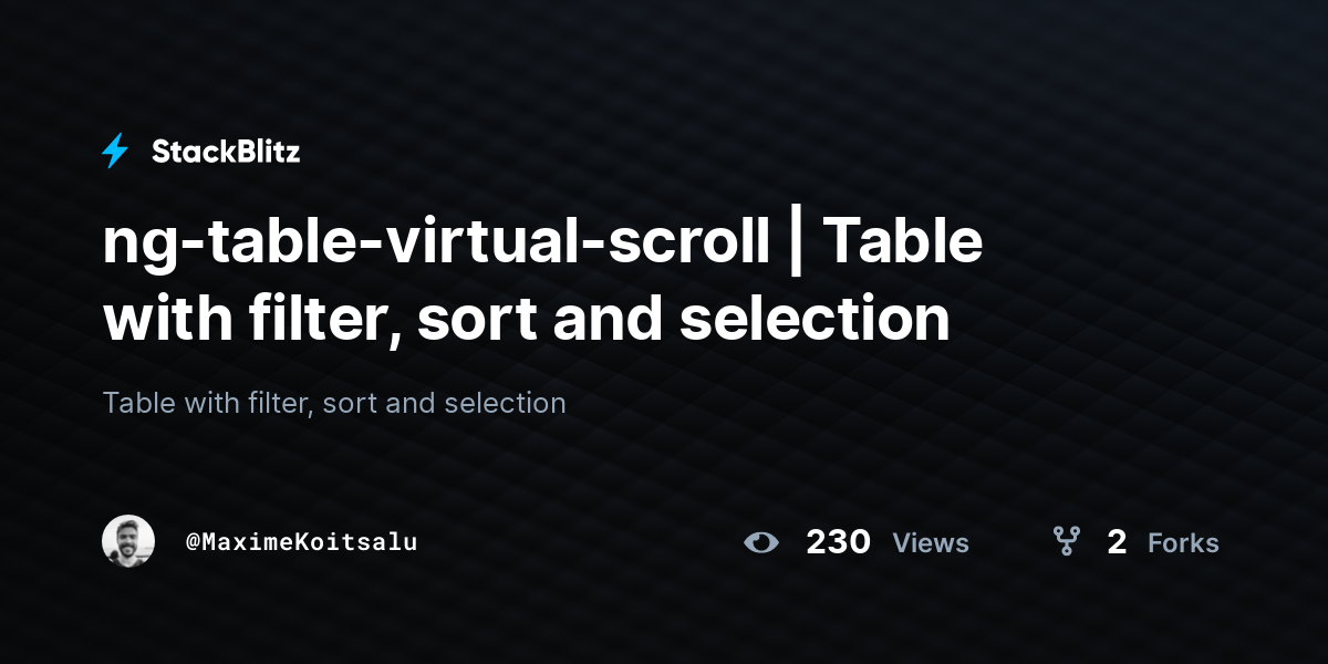 ng-table-virtual-scroll | Table with filter, sort and selection ...