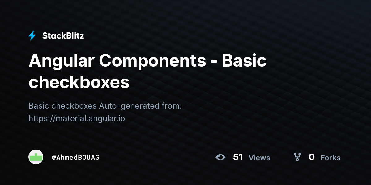 Angular Components - Basic checkboxes - StackBlitz