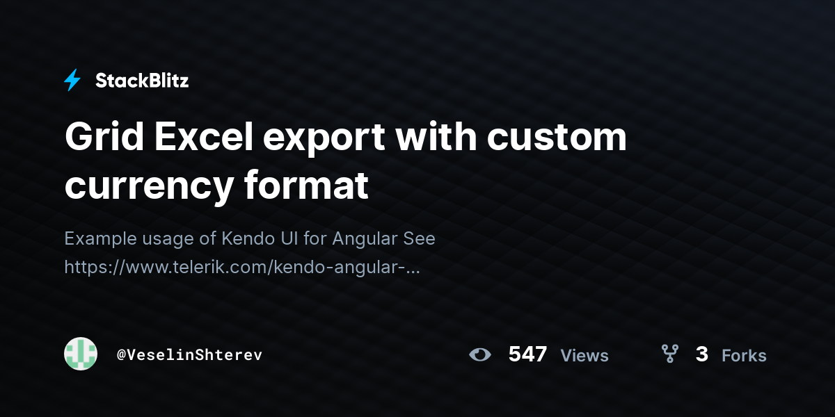 Grid Excel Export With Custom Currency Format StackBlitz