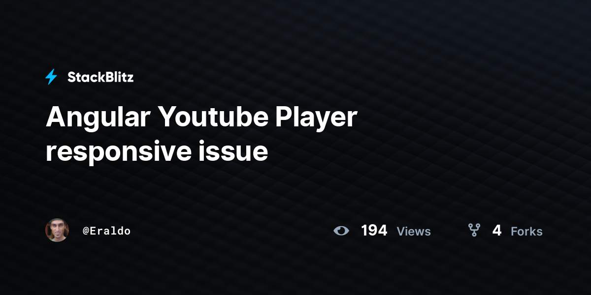 Angular Youtube Player responsive issue - StackBlitz