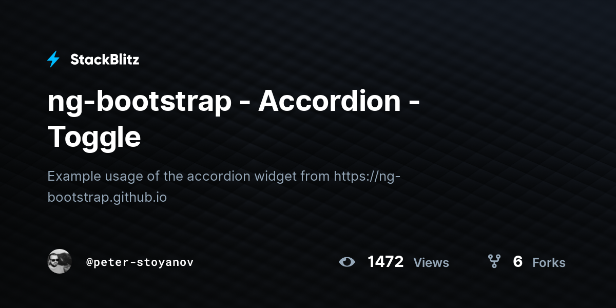 ng-bootstrap - Accordion - Toggle - StackBlitz