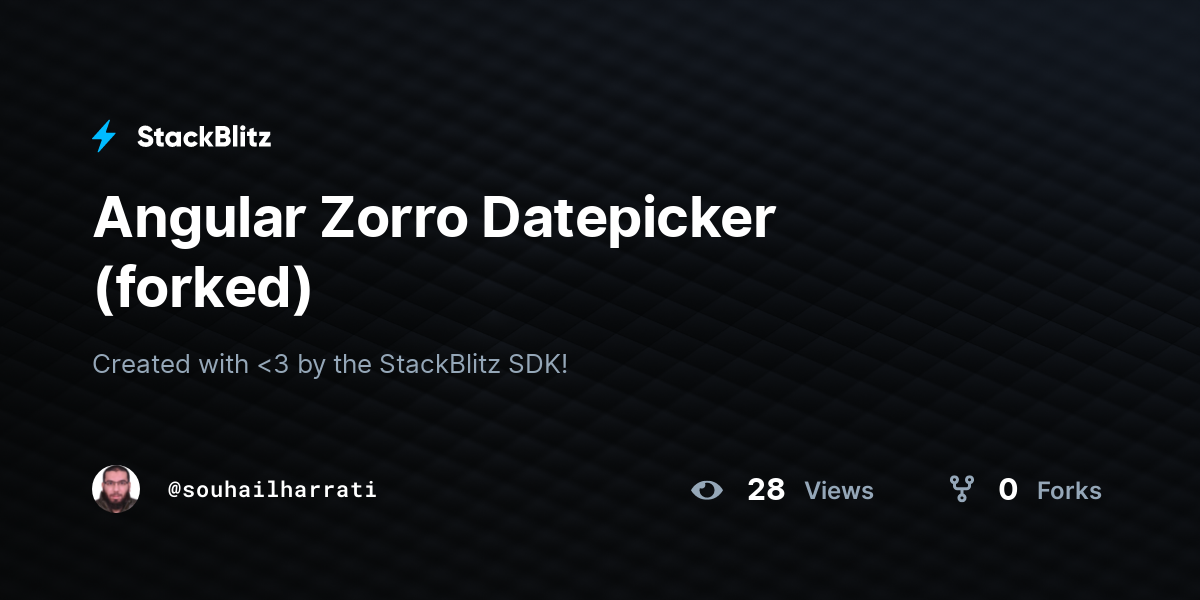 Angular Zorro Datepicker (forked) - StackBlitz Angular Zorro Datepicker (forked) - StackBlitz