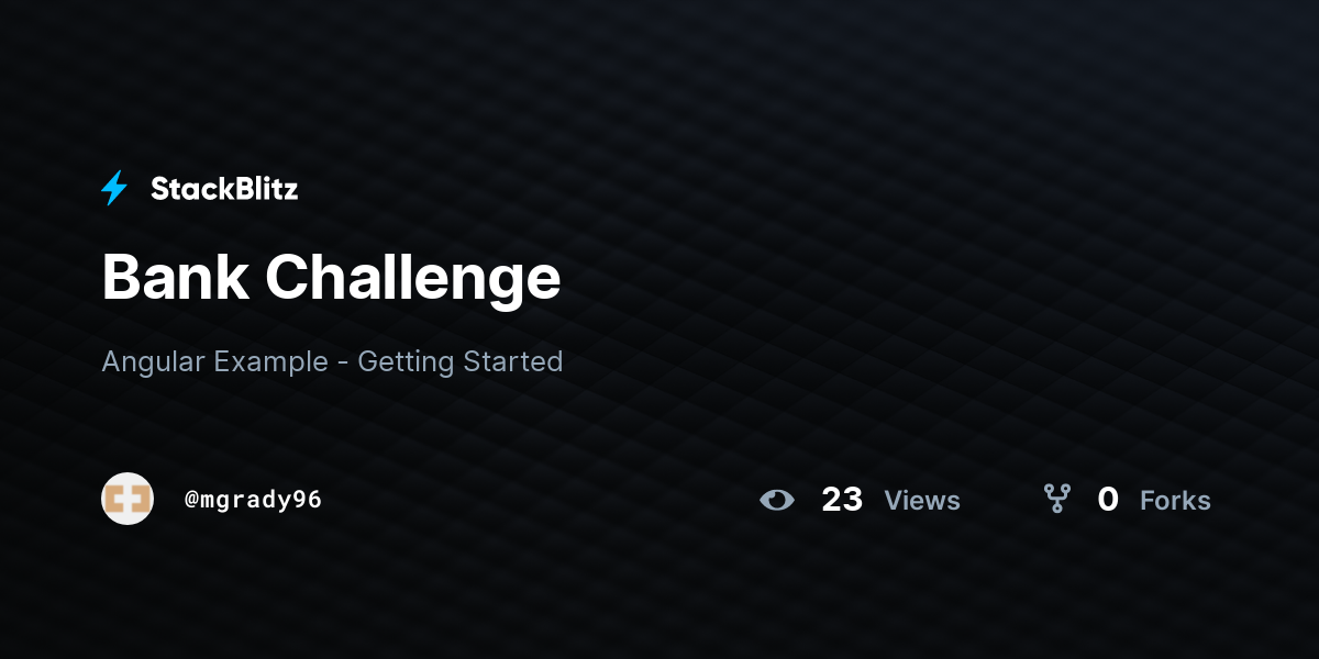 Bank Challenge - StackBlitz