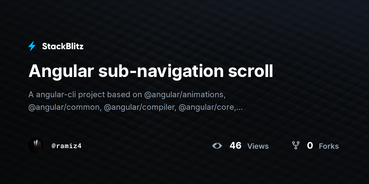 Angular sub-navigation scroll - StackBlitz