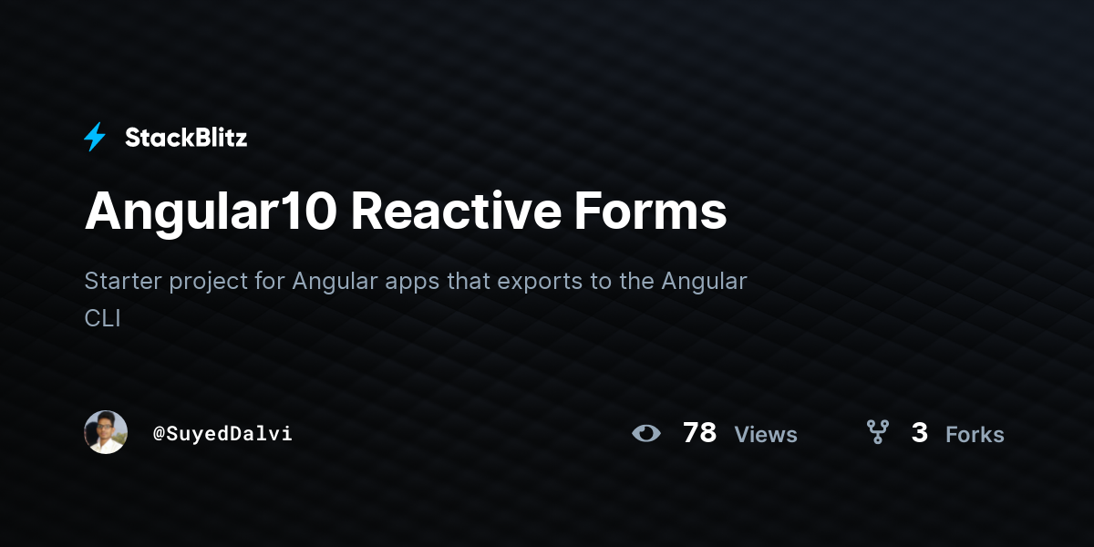 Angular10 Reactive Forms - StackBlitz