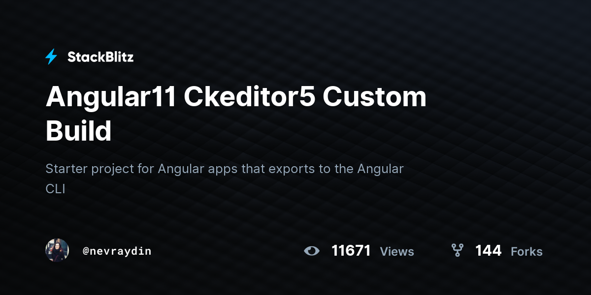 Angular11 Ckeditor5 Custom Build - StackBlitz Angular11 Ckeditor5 Custom Build - StackBlitz