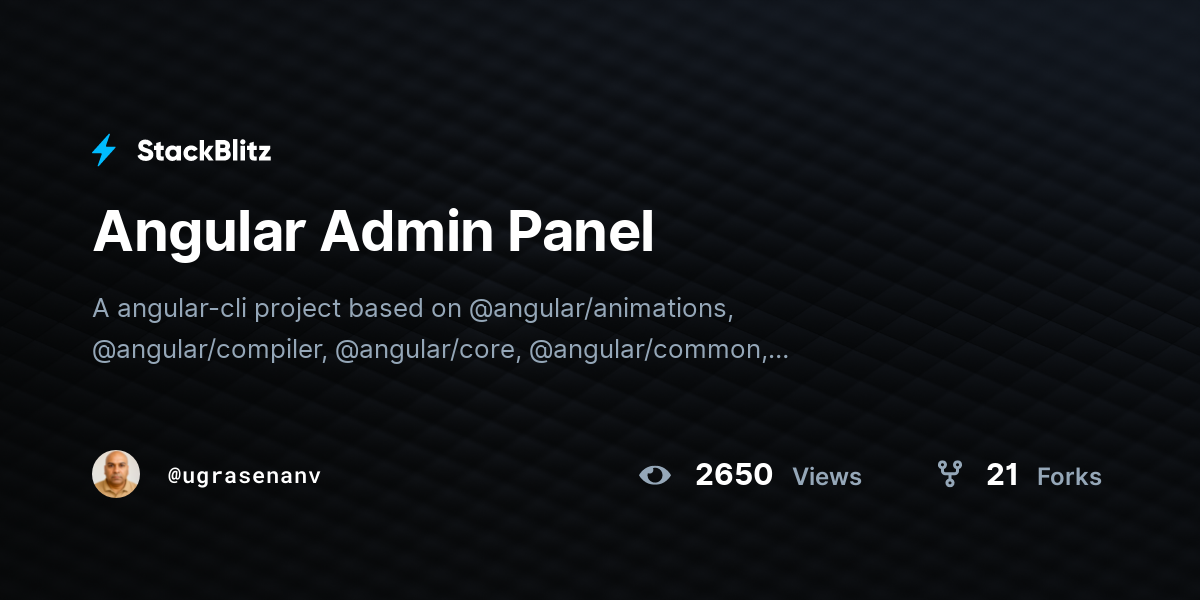 Angular Admin Panel - StackBlitz