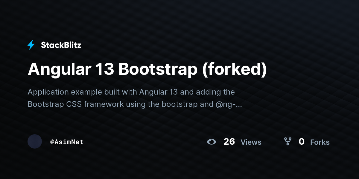 Angular 13 Bootstrap (forked) - StackBlitz