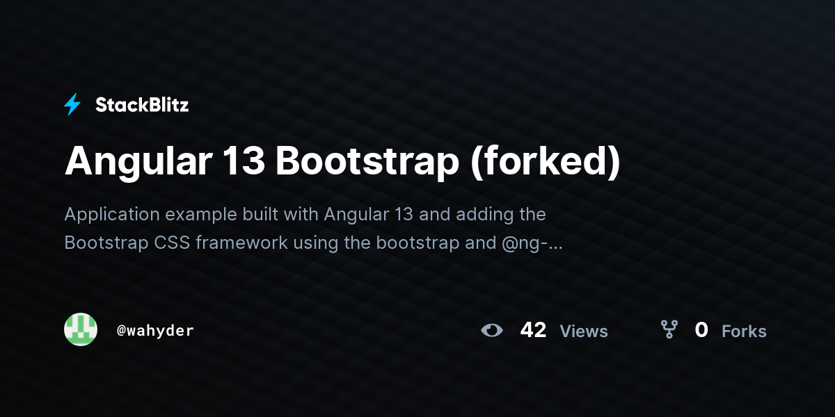 Angular 13 Bootstrap Forked Stackblitz