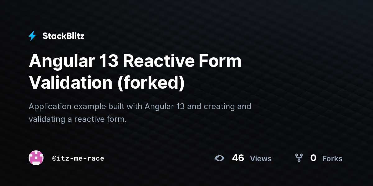 Angular 13 Reactive Form Validation Forked Stackblitz 4578