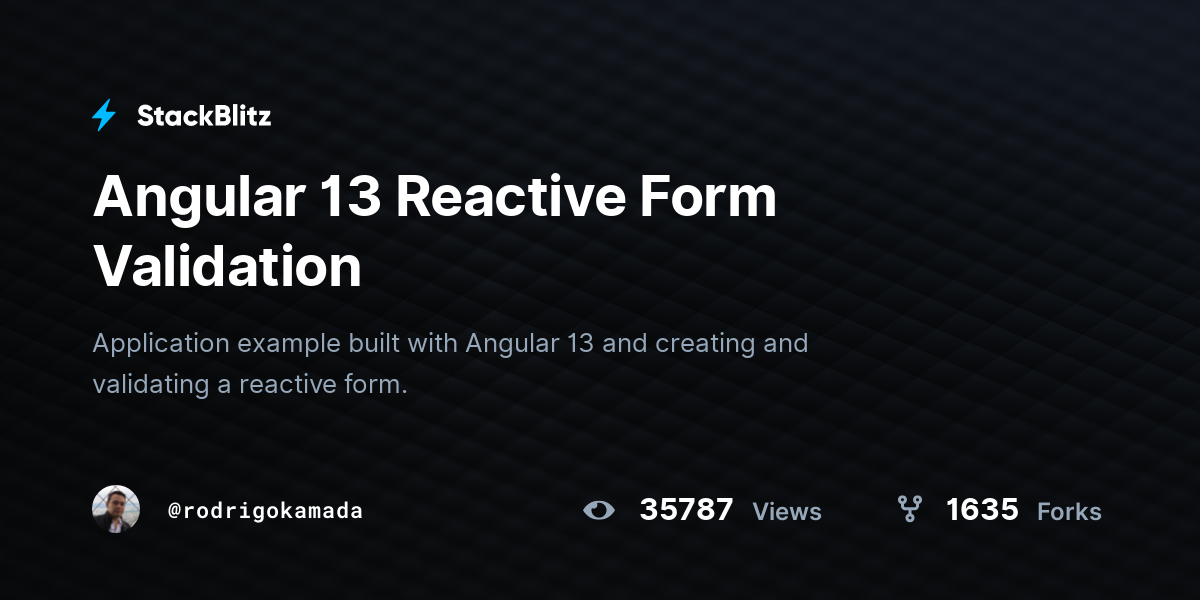 Angular 13 Reactive Form Validation StackBlitz