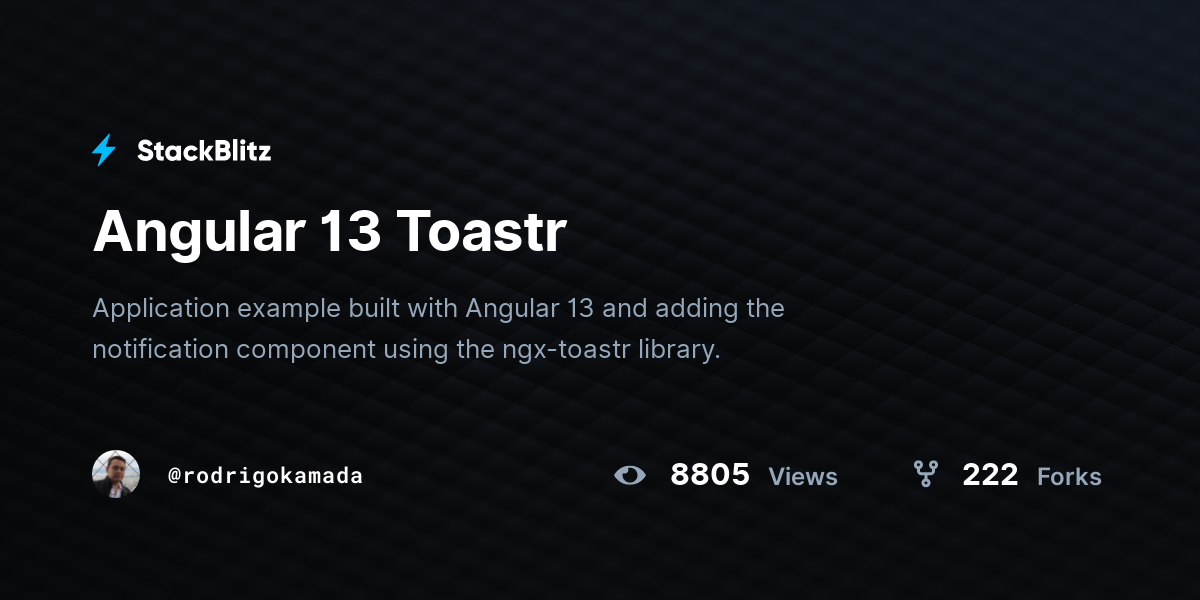 Angular 13 Toastr - StackBlitz