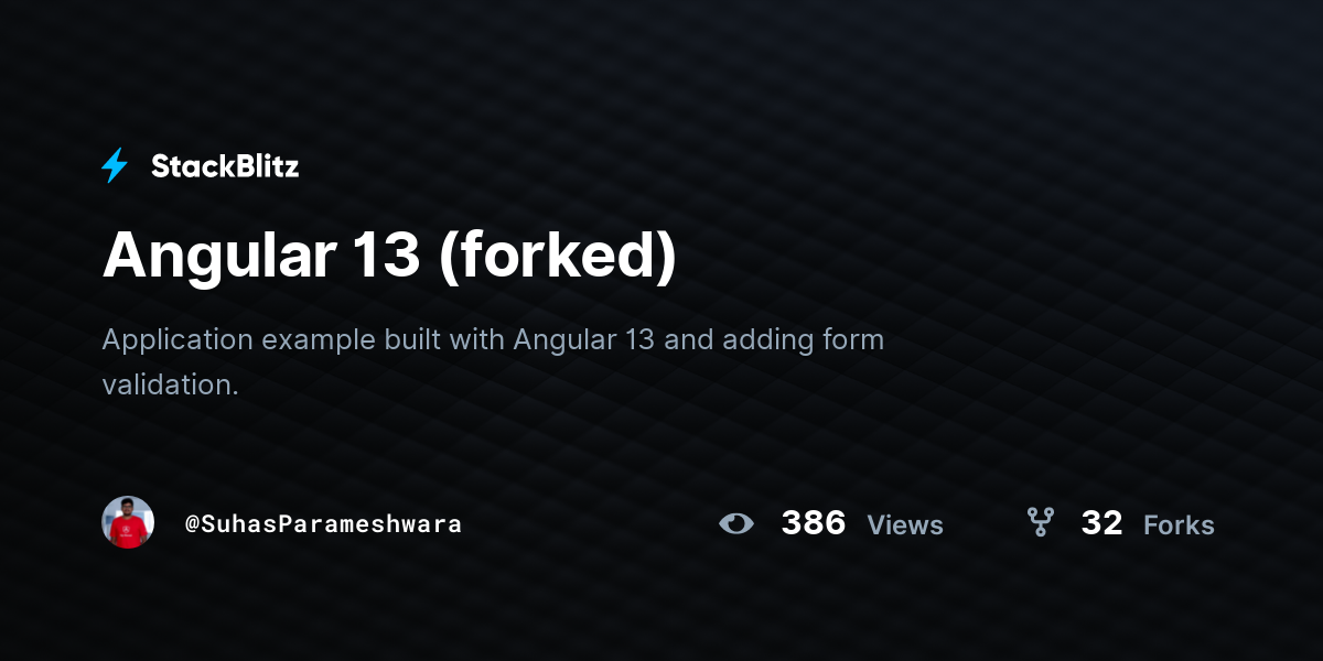 Angular 13 (forked) - StackBlitz