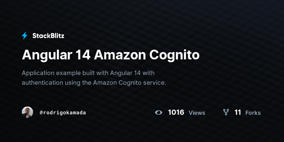 Angular 14 Amazon Cognito - StackBlitz