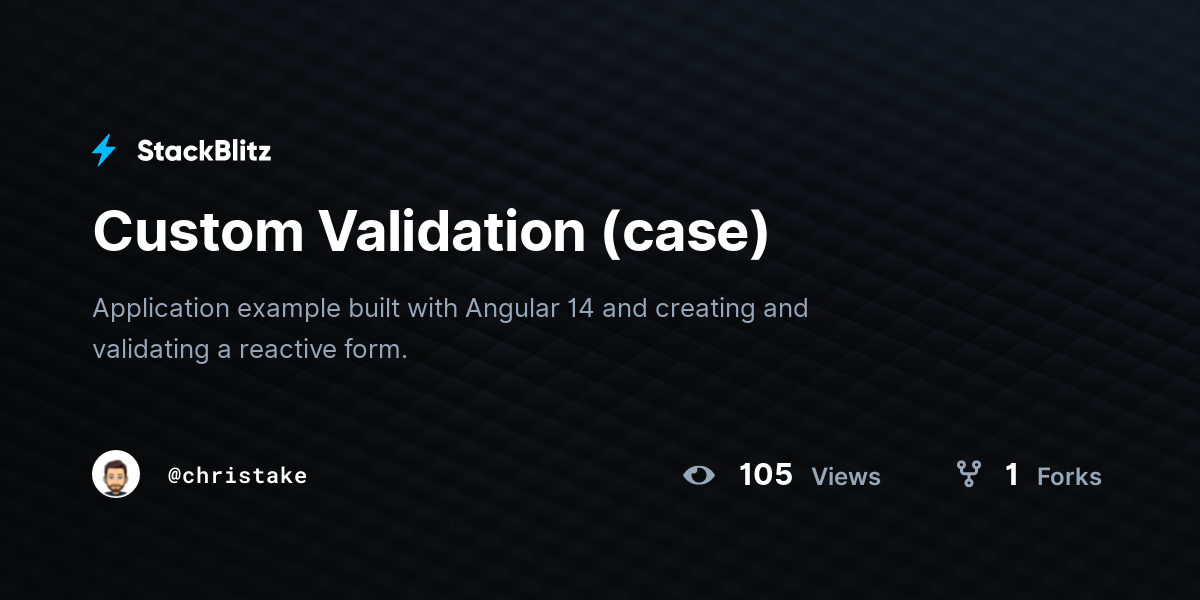 Custom Validation case StackBlitz