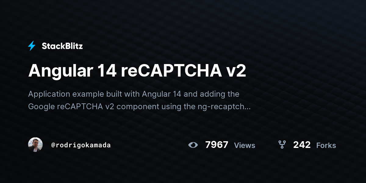 Angular 14 reCAPTCHA v2 - StackBlitz
