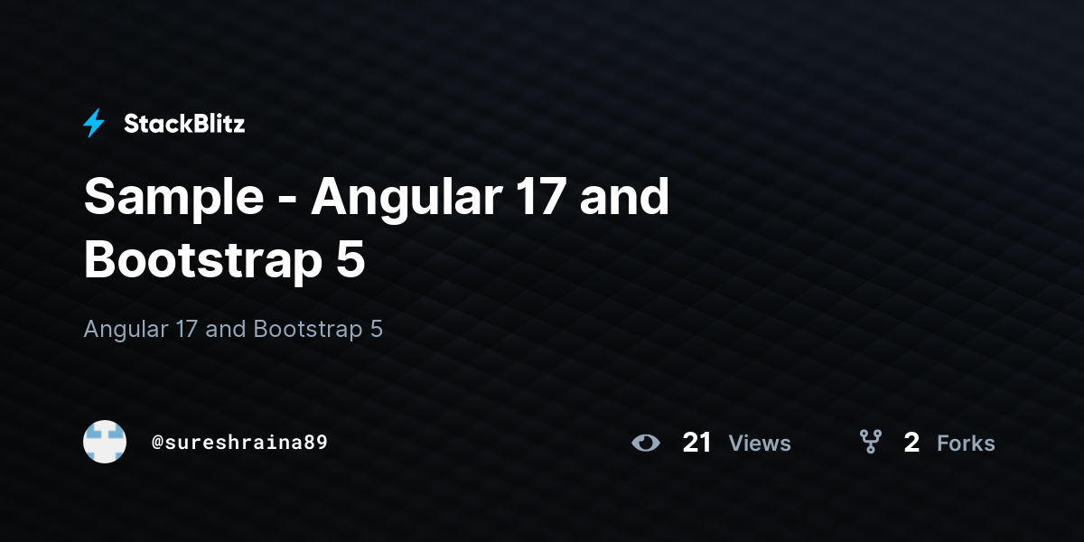 Sample - Angular 17 and Bootstrap 5 - StackBlitz