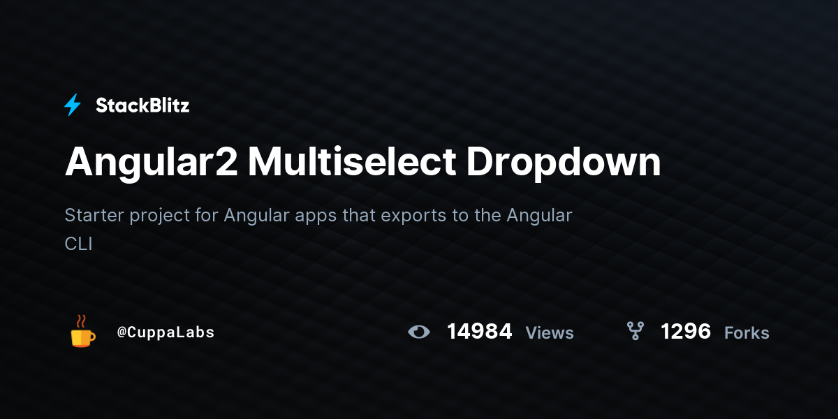Angular2 Multiselect Dropdown - StackBlitz
