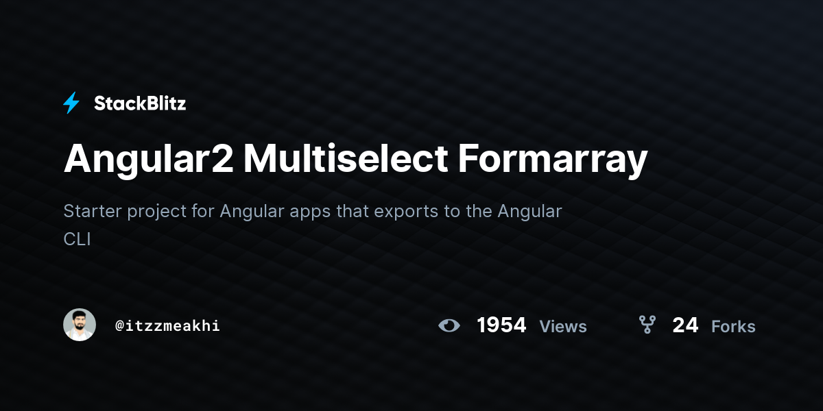 Angular2 Multiselect Formarray - StackBlitz
