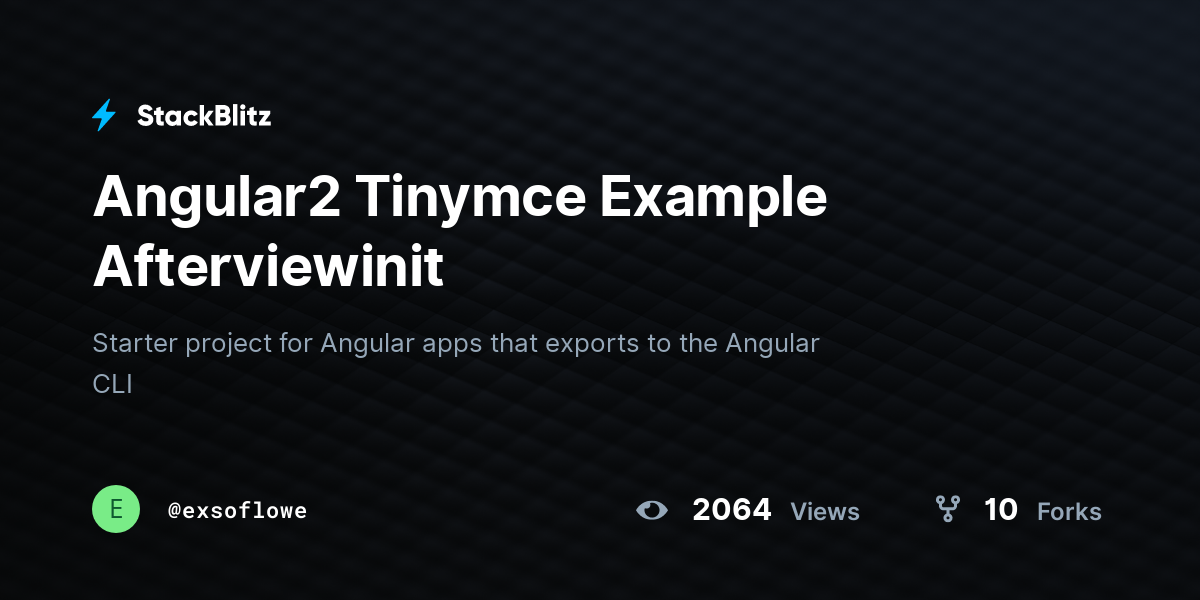 Angular2 Tinymce Example Afterviewinit - StackBlitz