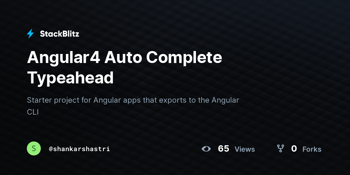 Angular4 Auto Complete Typeahead - StackBlitz