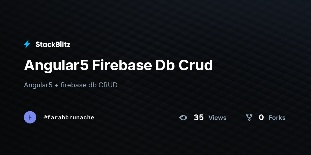 Angular5 Firebase Db Crud Stackblitz