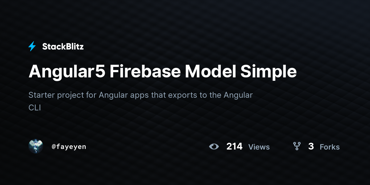 Angular5 Firebase Model Simple - StackBlitz
